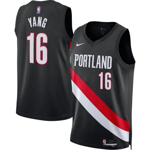 Nike Yang Hansen Portland Trail Blazers Swingman Jerseyicon Edition - Black