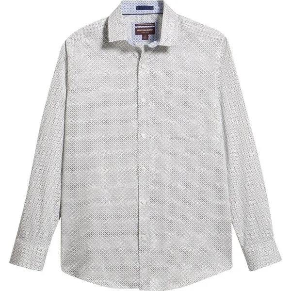 Johnston & Murphy Logan Print Button-up Shirt - Sage Tile