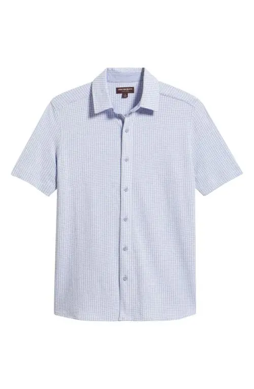Johnston & Murphy Bennett Gingham Short Sleeve Button-up Shirt - Light Blue Gingham