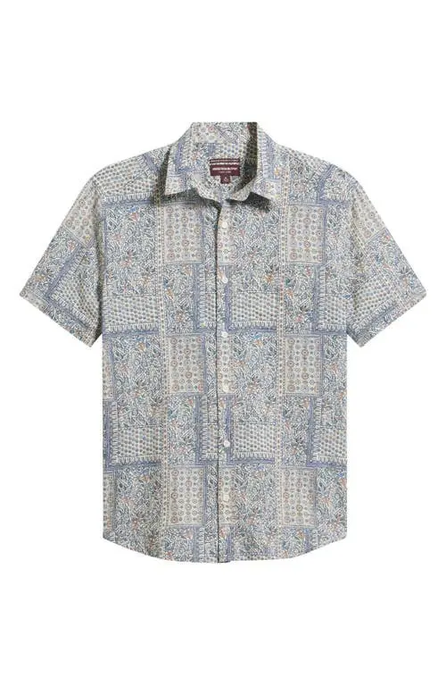 Johnston & Murphy Hampton Stretch Cotton Short Sleeve Button-up Shirt - White Multi Bandana