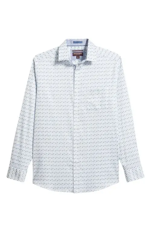 Johnston & Murphy Logan Print Button-up Shirt - White/gray Shadow Box