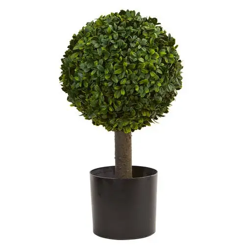 NEARLY NATURAL 21-in Boxwood Ball Topiary Artificial Tree - Green