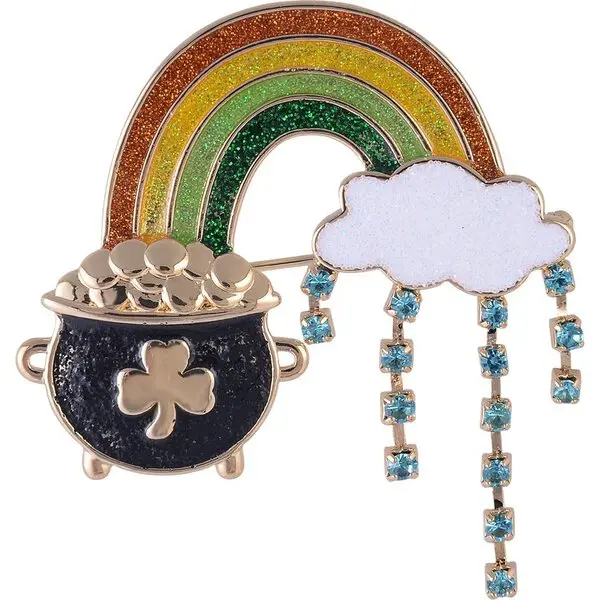 HALLMARK Rainbow And Pot Of Gold Pin - Green
