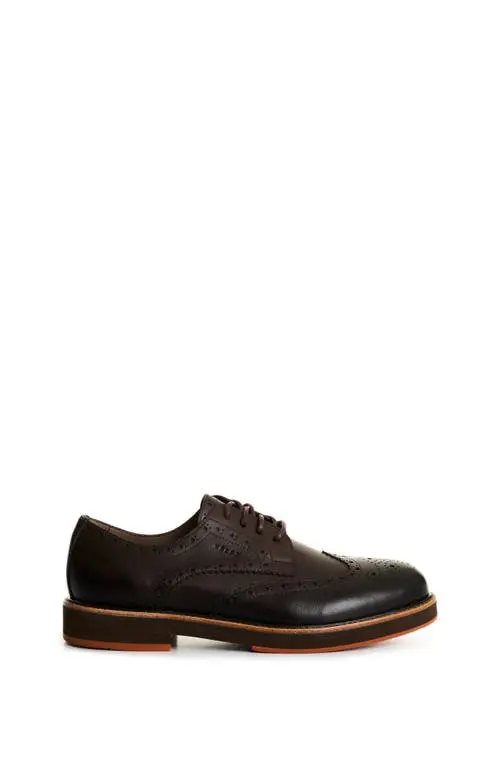 VELEZ Brogue Leather Shoes With Traditional Cuts - Dark Brown