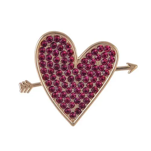 HALLMARK Pink Stone Heart And Arrow Pin