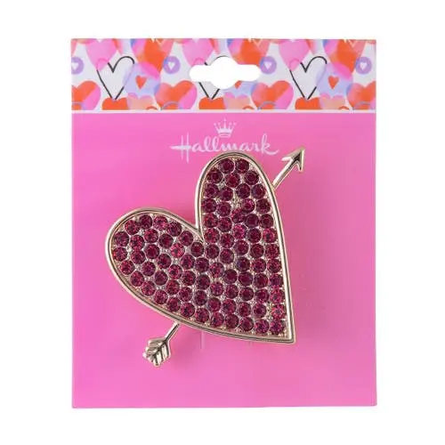 HALLMARK Pink Stone Heart And Arrow Pin