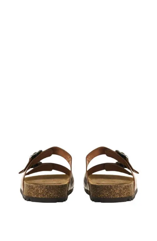 VELEZ Genuine Leather Sandals With Buckle Detail