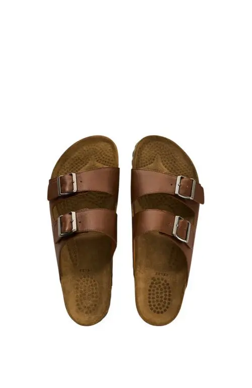 VELEZ Genuine Leather Sandals With Buckle Detail