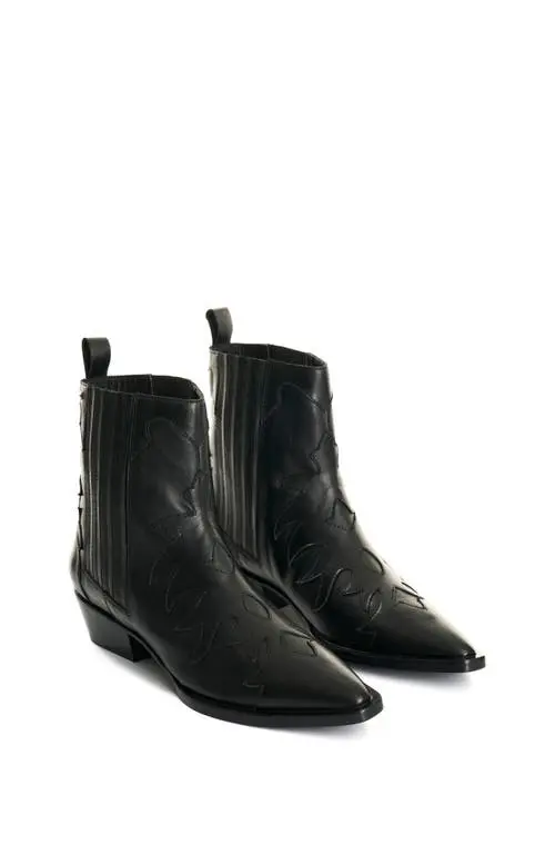 VELEZ Leather Western Ankle Boots