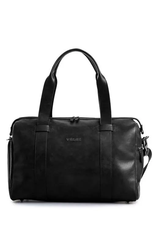 VELEZ Leather Duffle Bag Aged Effect - Black
