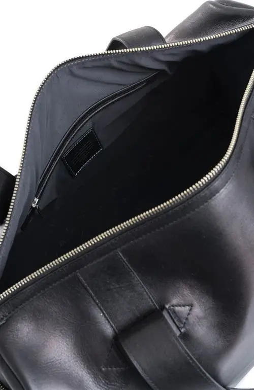 VELEZ Leather Duffle Bag With Adjustable Strap - Black
