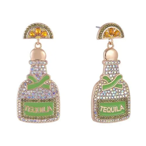 HALLMARK Stone And Enamel Tequila Earrings - Green