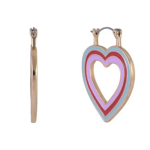 HALLMARK Enamel Heart Hoop Earrings - Red