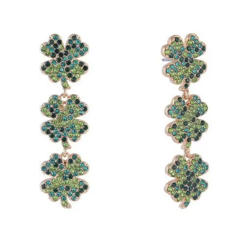 HALLMARK Four Leaf Clover Linear Earrings - Green