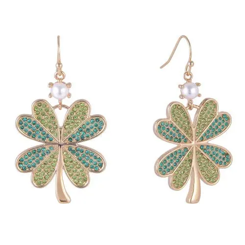 HALLMARK Stone Four Leaf Clover Drop Earrings - Green