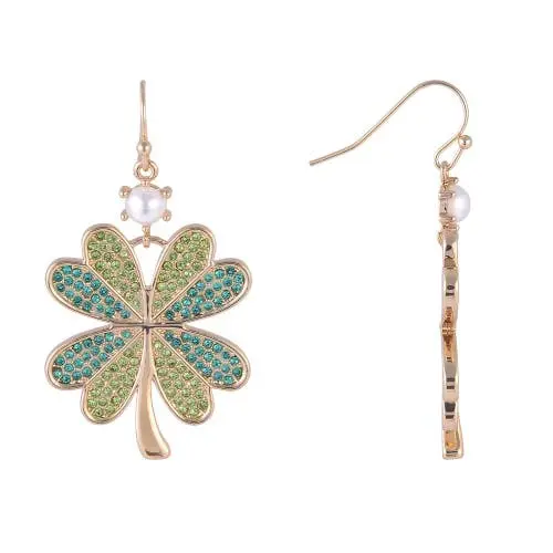 HALLMARK Stone Four Leaf Clover Drop Earrings