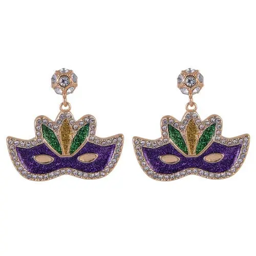 HALLMARK Mardi Gras Mask Stone Earrings