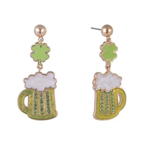 HALLMARK Beer Mug Earrings - Green