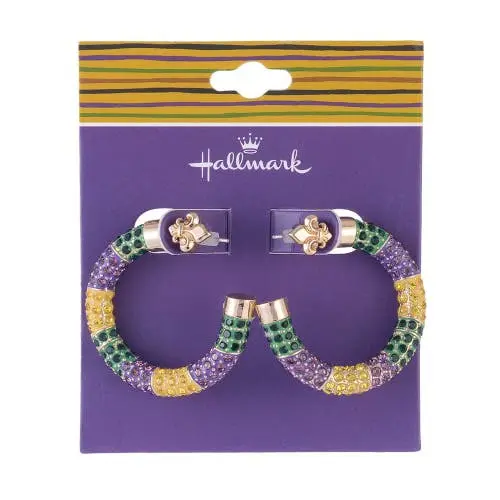 HALLMARK Mardi Gras Stone Hoop Earrings