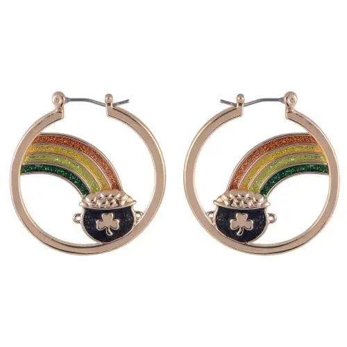 HALLMARK Pot Of Gold Hoop Earrings - Green