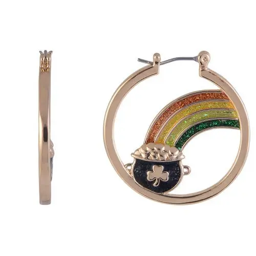 HALLMARK Pot Of Gold Hoop Earrings - Green