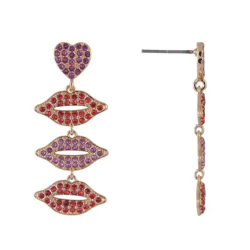 HALLMARK Linear Lips Stone Dangle Earrings