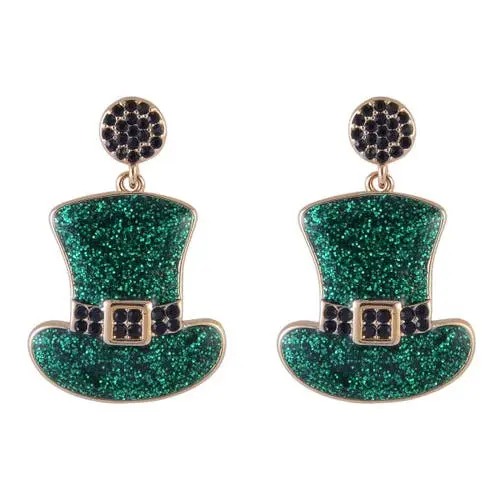 HALLMARK Glitter Top Hat Dangle Earrings