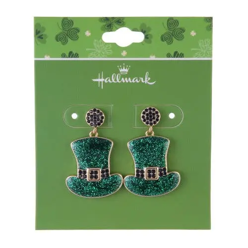 HALLMARK Glitter Top Hat Dangle Earrings
