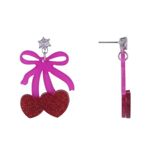 HALLMARK Bow And Cherry Drop Earrings