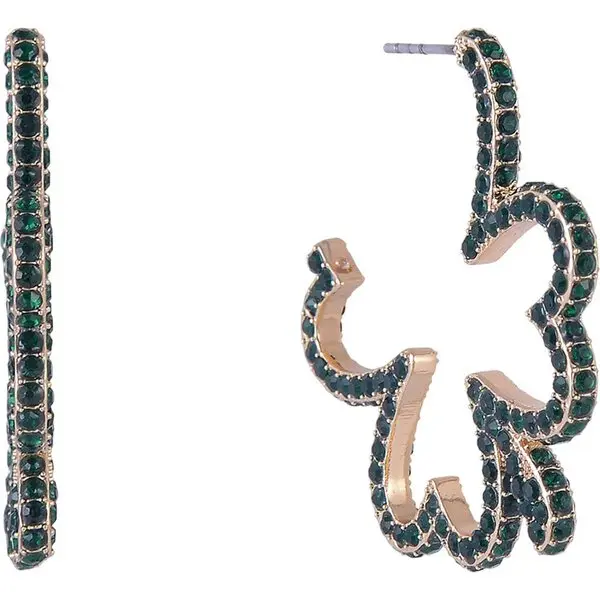 HALLMARK Stone Shamrock Hoop Earrings - Green