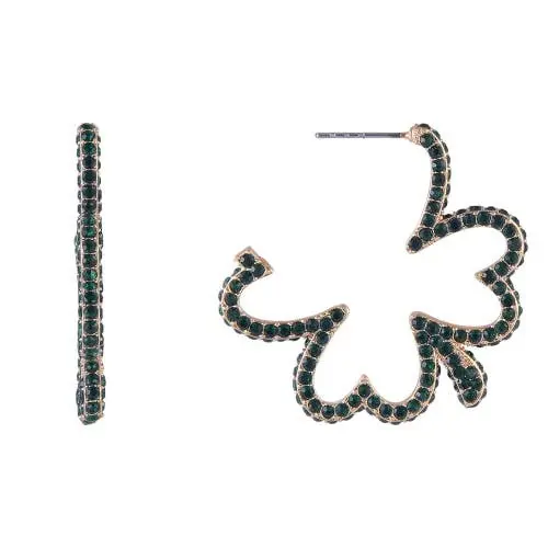 HALLMARK Stone Shamrock Hoop Earrings