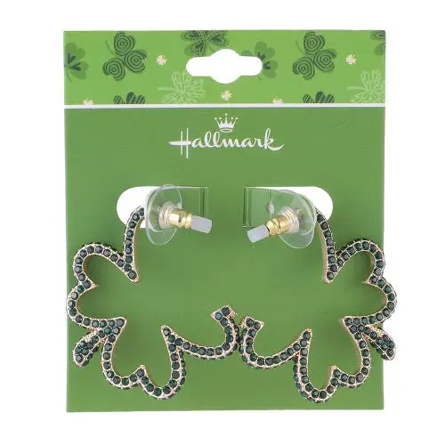 HALLMARK Stone Shamrock Hoop Earrings