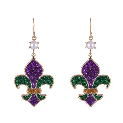 HALLMARK Fleur De Lis Earrings For Mardi Gras