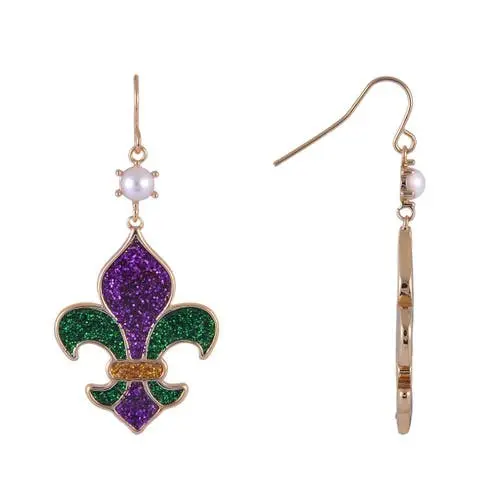 HALLMARK Fleur De Lis Earrings For Mardi Gras