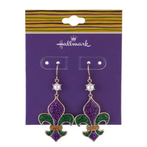 HALLMARK Fleur De Lis Earrings For Mardi Gras