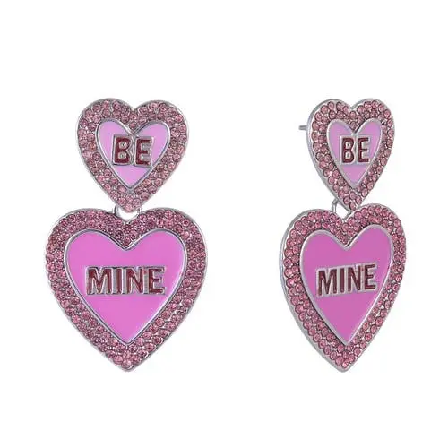 HALLMARK Be Mine" Enamel Heart Earrings - Pink
