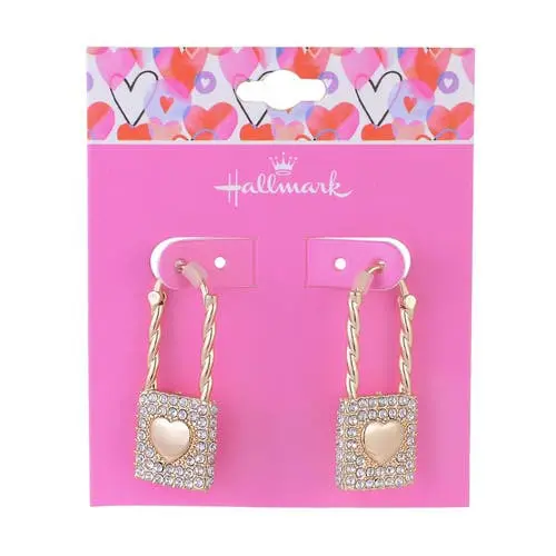 HALLMARK Heart & Stone Lock Earrings