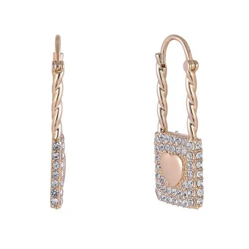 HALLMARK Heart & Stone Lock Earrings - Gold