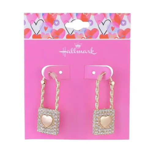 HALLMARK Heart & Stone Lock Earrings