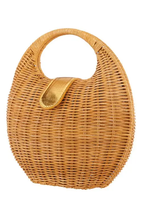 Nina Kava Rattan Handbag - Dk Natural