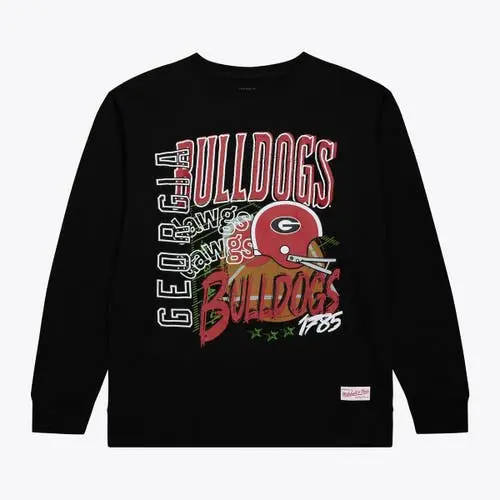 Mitchell & Ness Georgia Bulldogs Half Time Fleece Crewneck Sweatshirt - Black