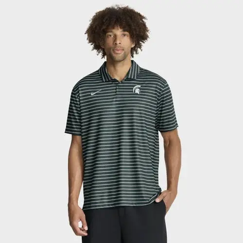 Nike Michigan State Spartans 2025 Coaches Premium Tour Stripe Dri-fit Polo - Green