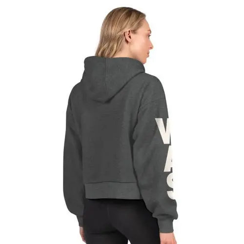 STARTER Washington Commanders Cropped Fleece Pullover Hoodie - Heather Charcoal