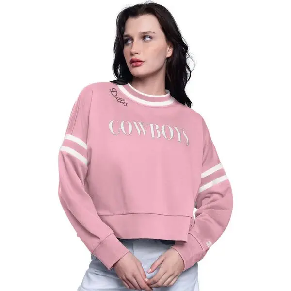 STARTER Dallas Cowboys Power Play Cropped Pullover Sweatshirt