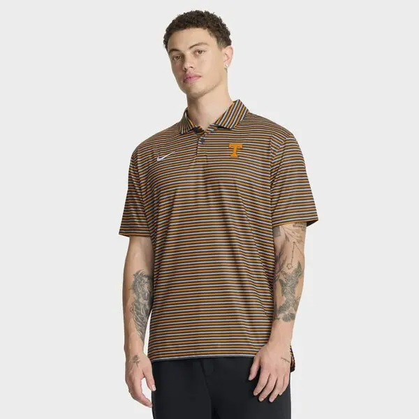 Nike Tennessee Volunteers 2025 Coaches Premium Tour Stripe Dri-fit Polo - Tennessee Orange