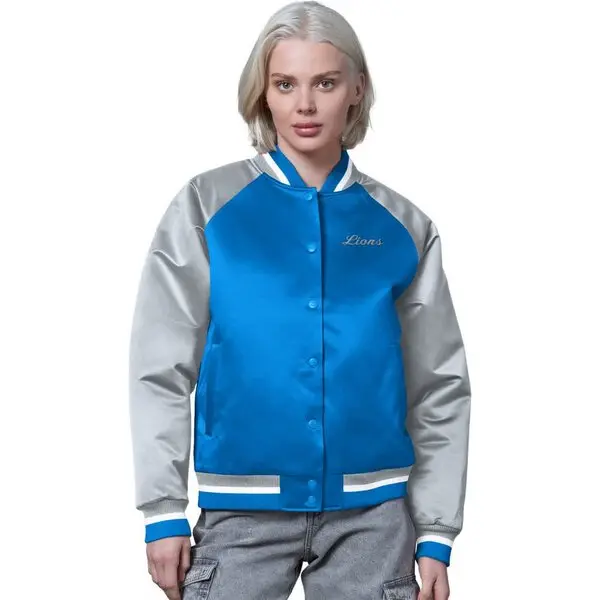 STARTER Detroit Lions Satin Varsity Jacket