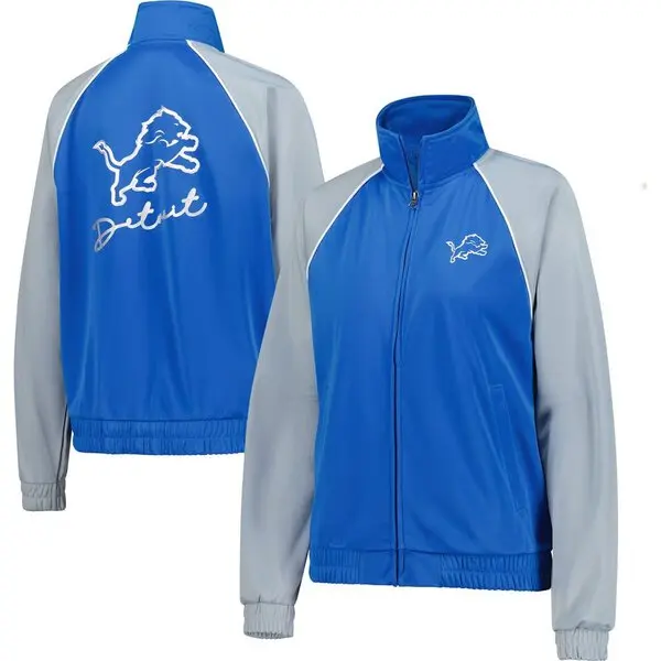 G-III 4HER BY CARL BANKS Detroit Lions Replay Full-zip Track Jacket - Blue