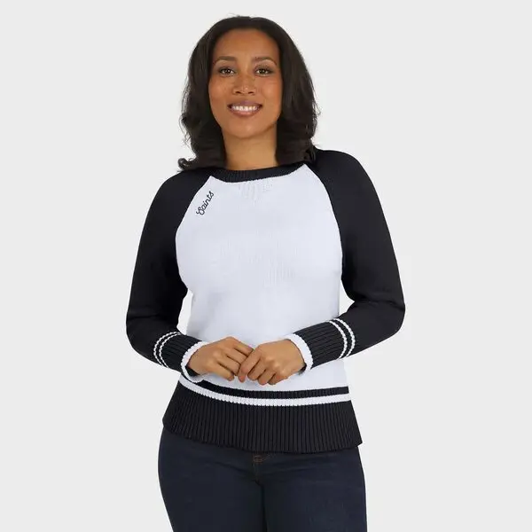 WEAR BY ERIN ANDREWS Black New Orleans Saints Colorblock Raglan Sweater - White