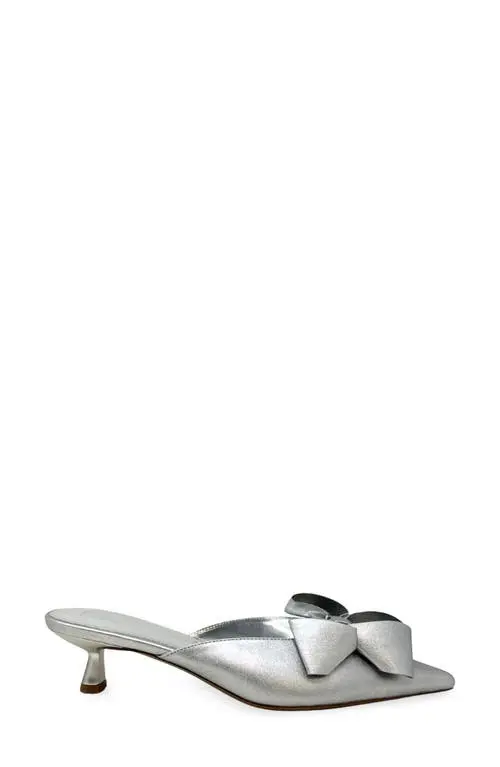 SHU SHOP Nell Pointed Toe Kitten Heel Mule - Silver