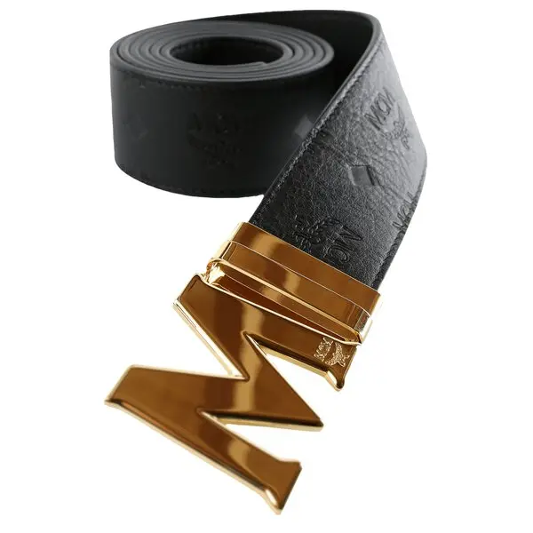 Mcm Claus Leather 24k Belt - Black